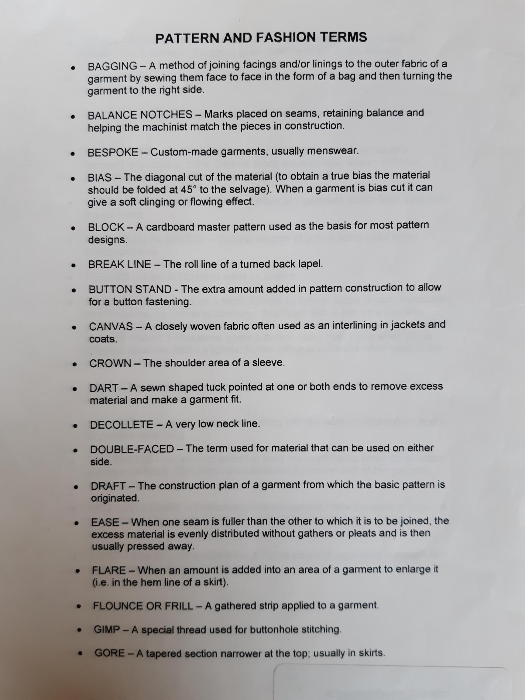 Community Sewing CLEAUHN2111: Pattern and Fashion Terms | Islington ACL ...