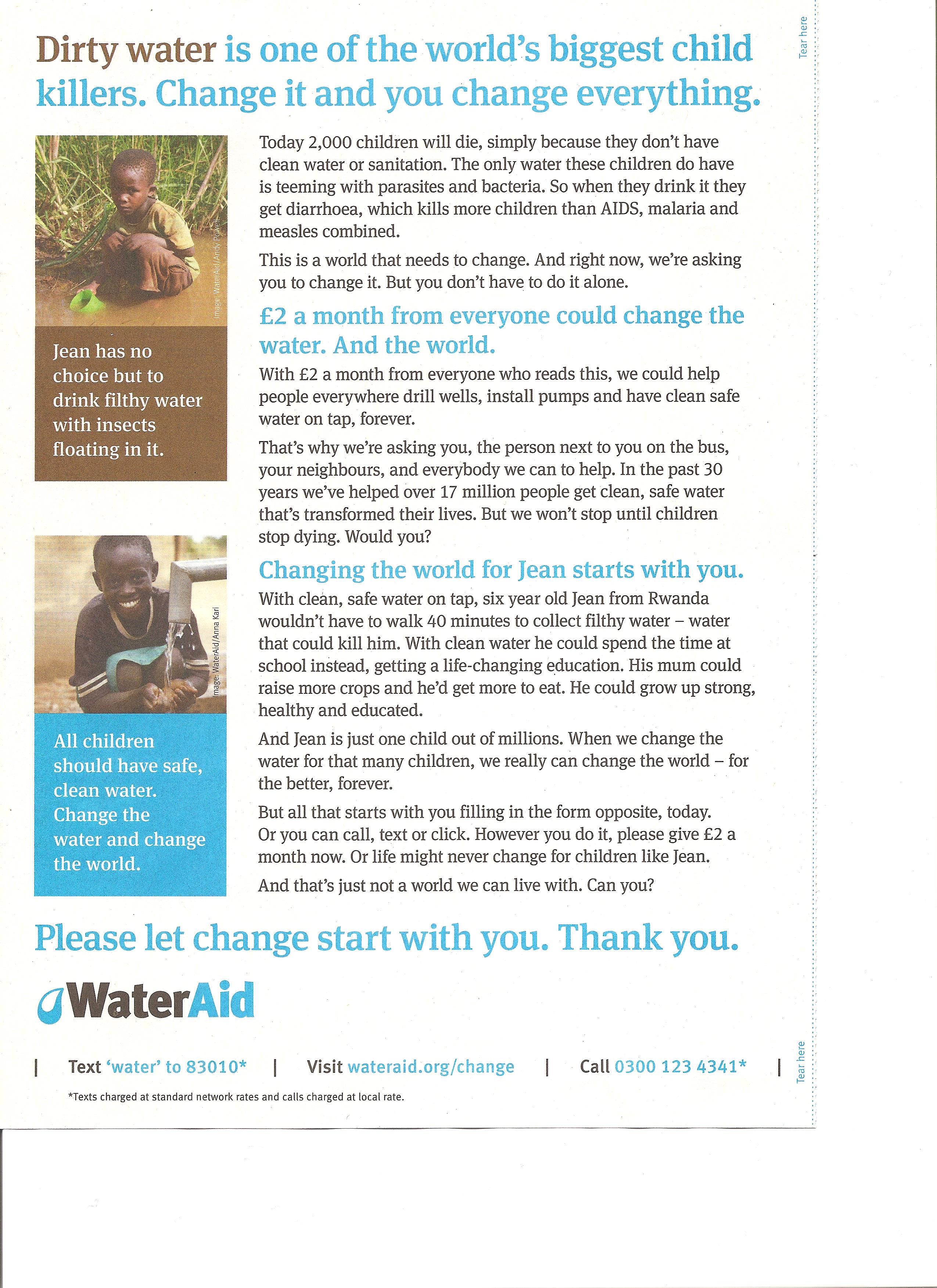 ENGSUFS2183: Homework (Water Aid leaflet) | Islington ACL Gateway